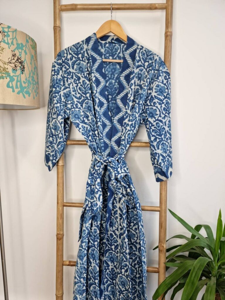 Indigo Reversible Kantha Blue Indigo Multi Patch Print Unisex – Fair ...